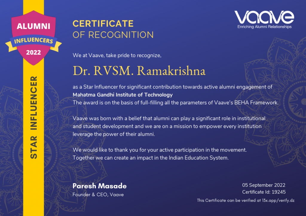 Star Influencer Award to MGIT - MGIT